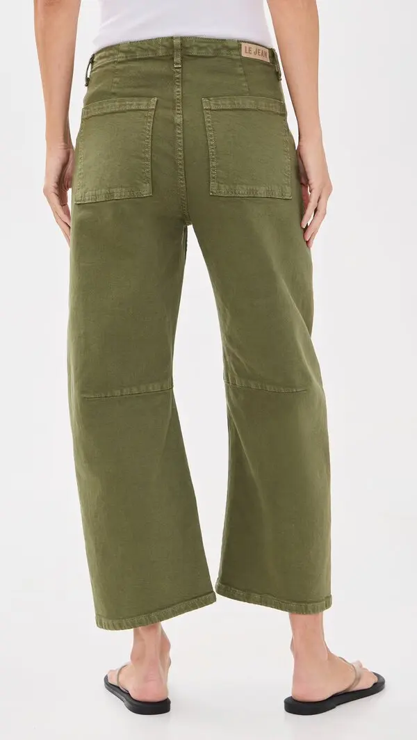 LE JEAN Petite Utility Soft Barrel Jeans - Olive Green
