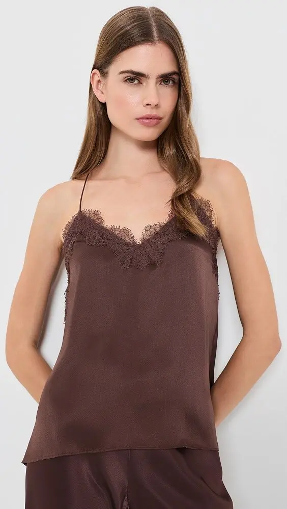 Cami Nyc Racer Silk Charmeuse Camisole - Chocolate