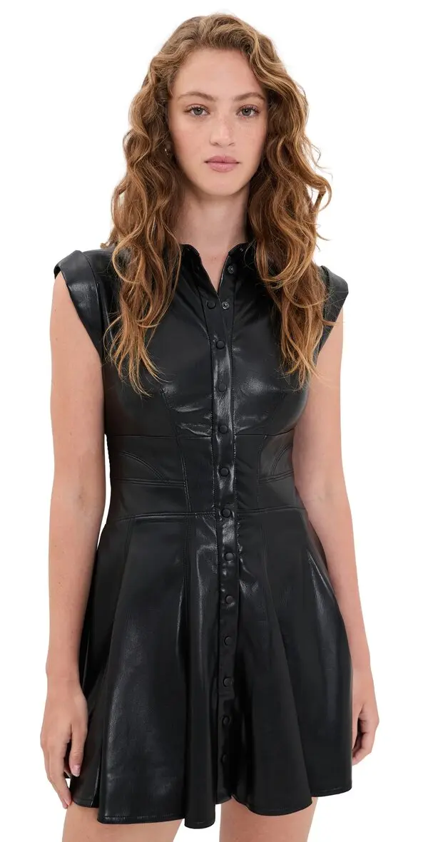 Alice + Olivia Kim Vegan Leather Corset Mini Dress