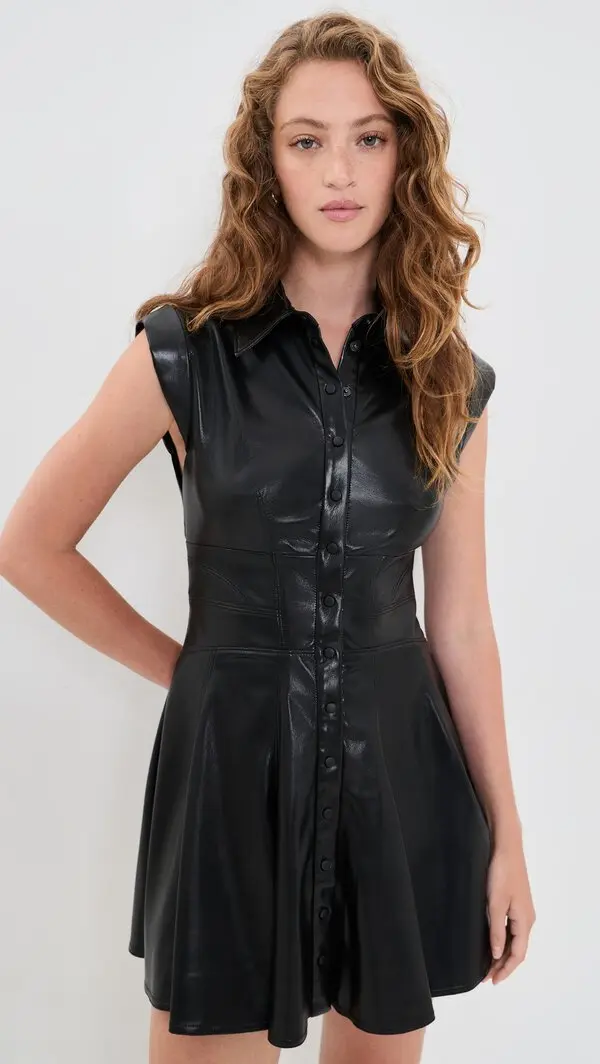 Alice + Olivia Kim Vegan Leather Corset Mini Dress