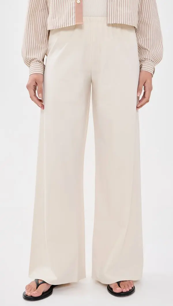 LA LIGNE Colby Poplin Wide Leg Pants - Bone