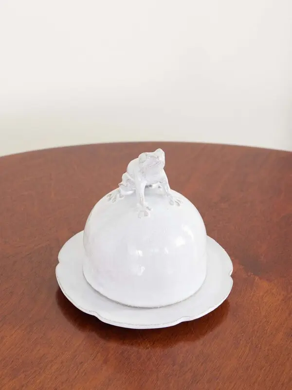 ASTIER DE VILLATTE Small Porcelain Butter Dish With Frog Finial