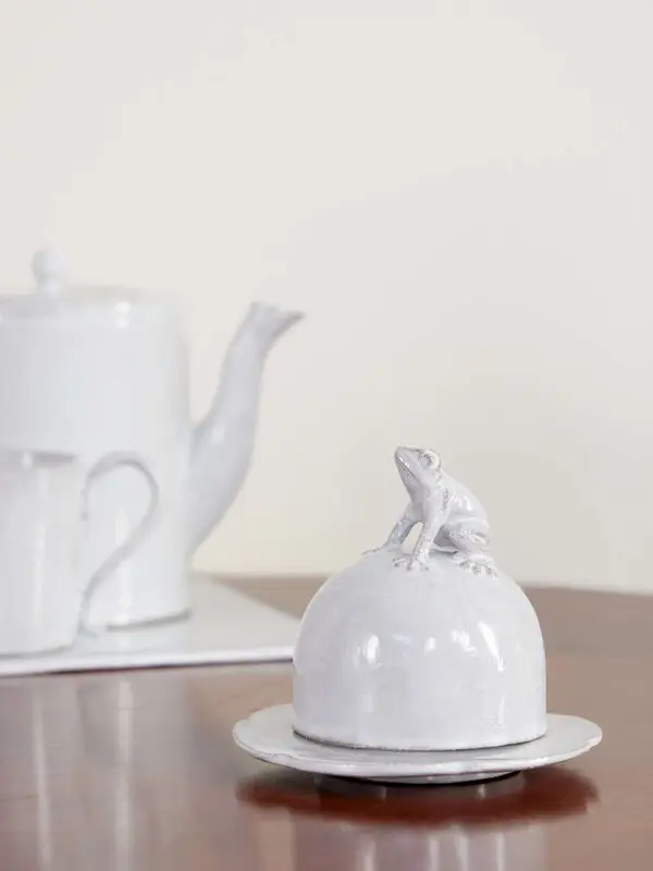 ASTIER DE VILLATTE Small Porcelain Butter Dish With Frog Finial