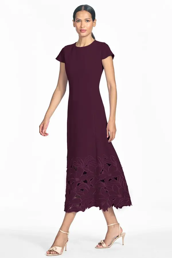 Sachin & Babi Crepe A-line Midi Dress - Black Cherry