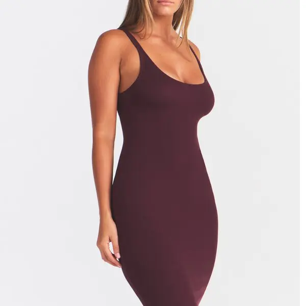 SKIMS Tank Midi Dress | Red | | Cotton Rib