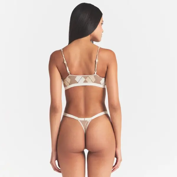 SKIMS Logo Picot Thong | Light Neutral | | Lightweight Cotton