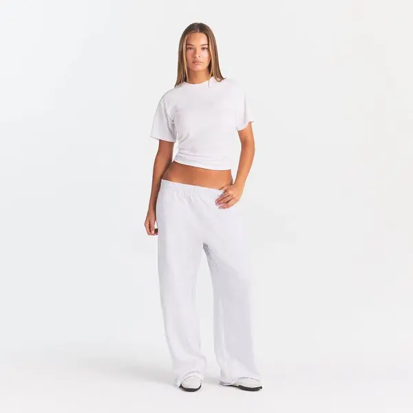 SKIMS Knot Back T Shirt | White | | Worn In Jersey