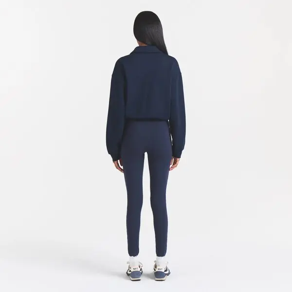 SKIMS Polo Sweatshirt | Blue | | Cotton Fleece