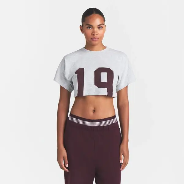 SKIMS Super Cropped T Shirt | Red | | Worn In Jersey