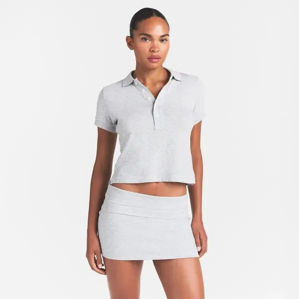 SKIMS Polo | Worn In Jersey - Light Heather Grey