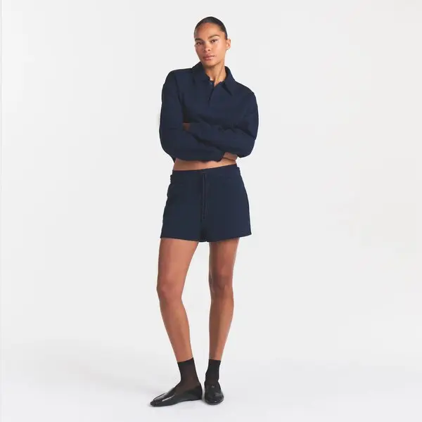 SKIMS Double Waistband Short | Blue | | Cotton Fleece - Navy