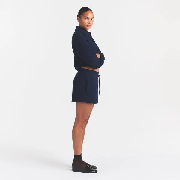 SKIMS Cotton Fleece Double Waistband Short - Navy