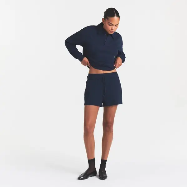 SKIMS Cotton Fleece Double Waistband Short - Navy