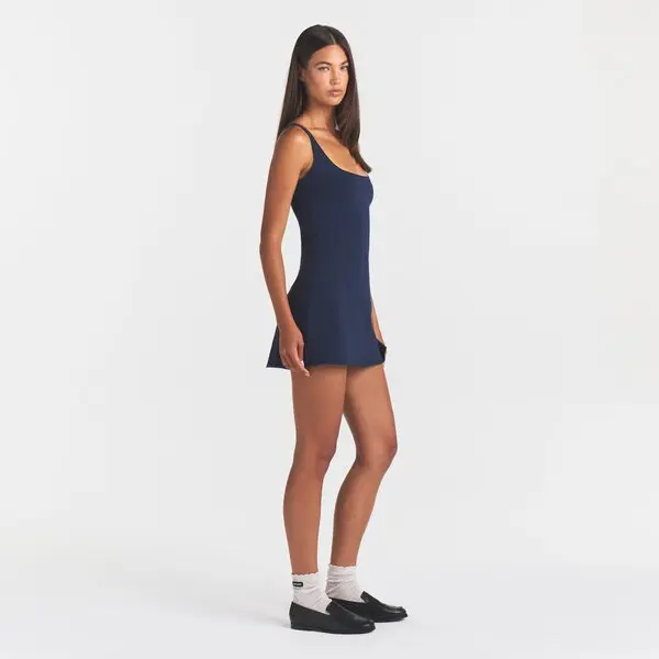 SKIMS Mini Dress | Blue | | Cotton Jersey - Navy