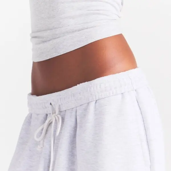 SKIMS Cotton Fleece Oversized Straight Leg Pants - Light Heather Grey