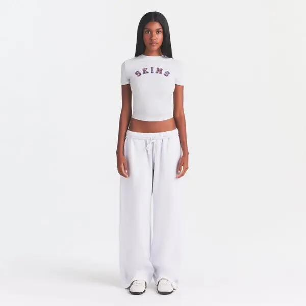 SKIMS Cotton Fleece Oversized Straight Leg Pants - Light Heather Grey