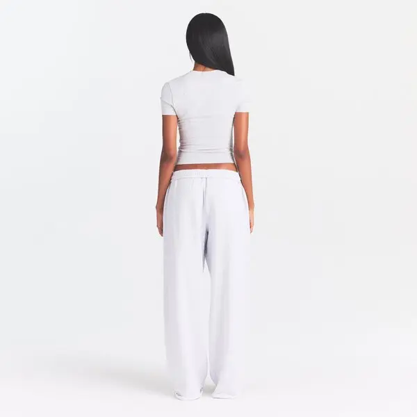 SKIMS Cotton Fleece Oversized Straight Leg Pants - Light Heather Grey