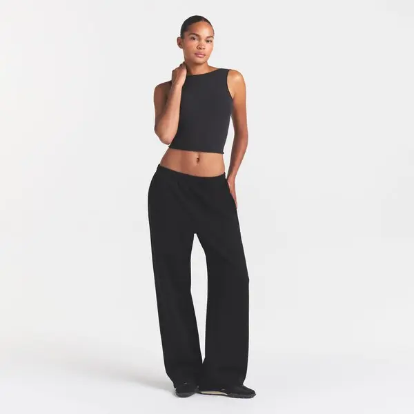 SKIMS Cotton Fleece Oversized Straight Leg Pants - Onyx