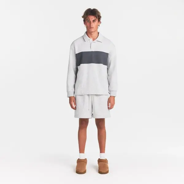 SKIMS Rugby Polo | Grey | | Fleece Lounge - Light Heather Grey