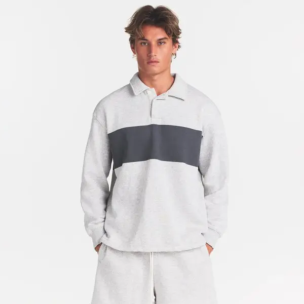 SKIMS Rugby Polo | Grey | | Fleece Lounge - Light Heather Grey