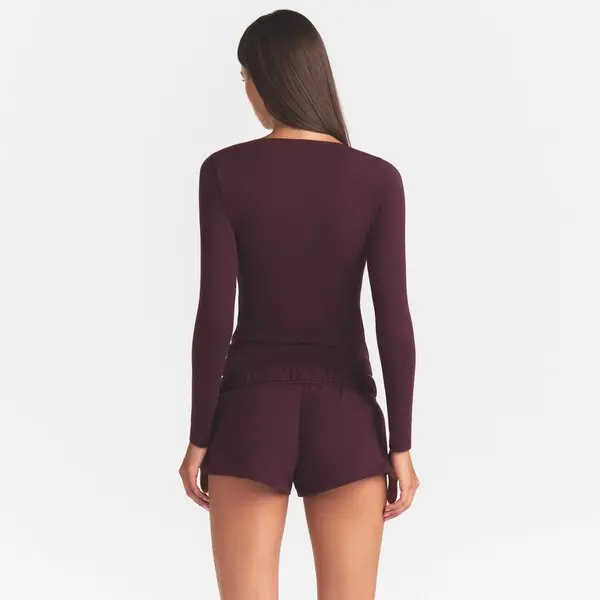 SKIMS Scoop Neck Long Sleeve Top | Red | | Cotton Jersey