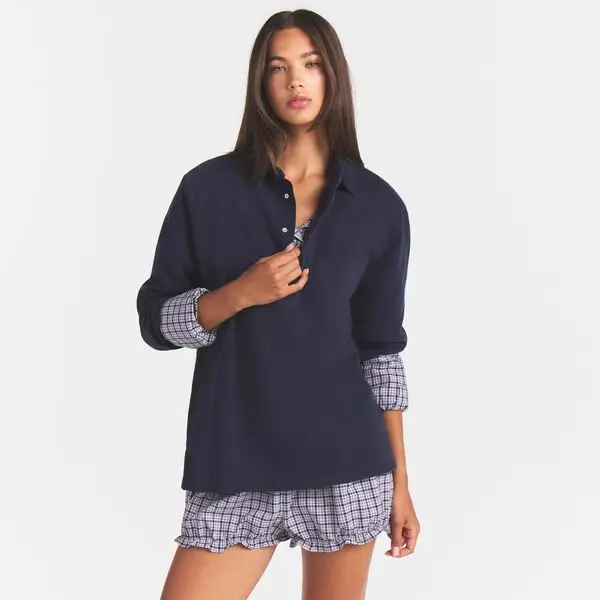 SKIMS Oversized Boyfriend Fleece Polo