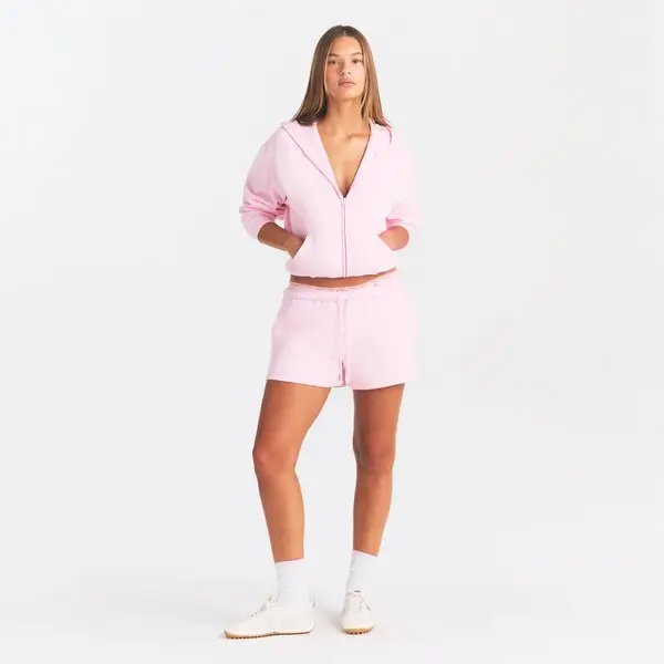 SKIMS Classic Cotton Fleece Zip Up Hoodie - Cherry Blossom