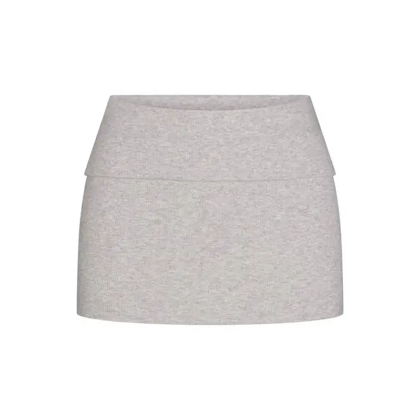 SKIMS Cotton Rib Foldover Mini Skirt - Light Heather Grey