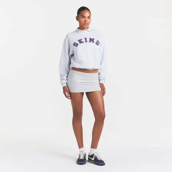 SKIMS Cotton Rib Foldover Mini Skirt - Light Heather Grey