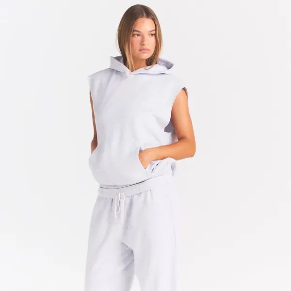 SKIMS Cotton Fleece Sleeveless Hoodie - Light Heather Grey