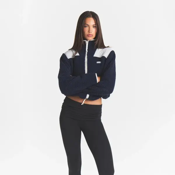 SKIMS Boxy Zip-up Faux Shearling Jacket - Navy