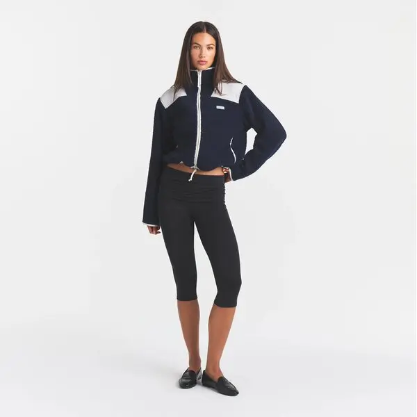 SKIMS Boxy Zip-up Faux Shearling Jacket - Navy
