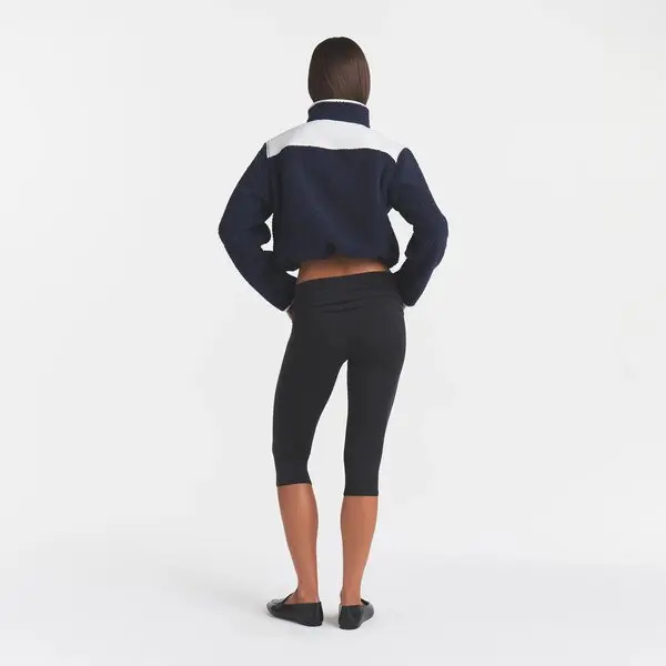 SKIMS Boxy Zip-up Faux Shearling Jacket - Navy