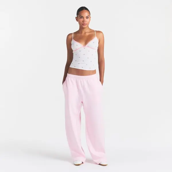 SKIMS Cotton Fleece Oversized Straight Leg Pants - Cherry Blossom