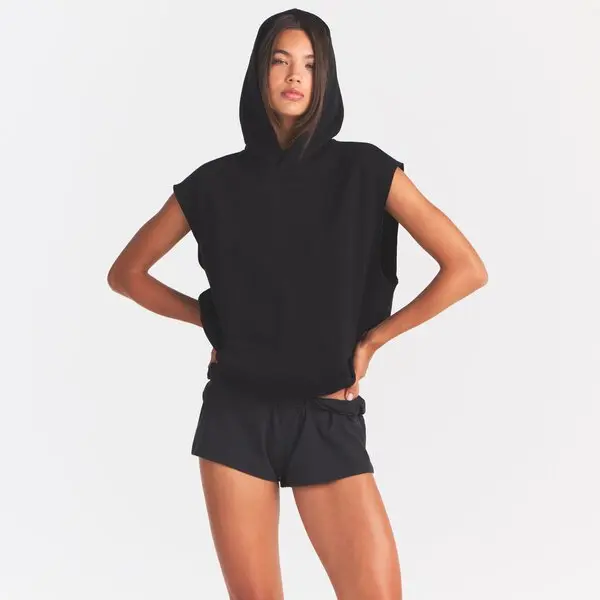 SKIMS Cotton Fleece Sleeveless Hoodie - Onyx