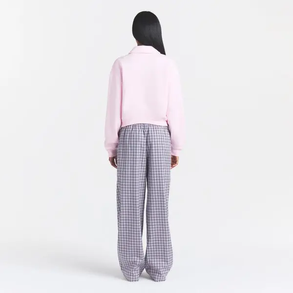 SKIMS Polo Sweatshirt | Pink | | Cotton Fleece - Cherry Blossom