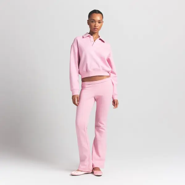 SKIMS Polo Sweatshirt | Pink | | Cotton Fleece - Halite