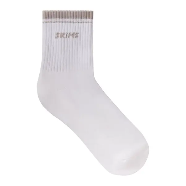 SKIMS Ribbed Quarter Crew Logo Sock 3 Pack | Light Neutral | Small | Socks