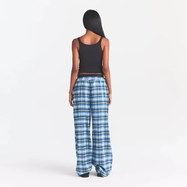 SKIMS Oversized Plaid Flannel Pants With Double Waistband