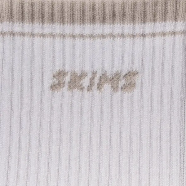 SKIMS Ribbed Quarter Crew Logo Socks | Light Neutral | Small | Socks