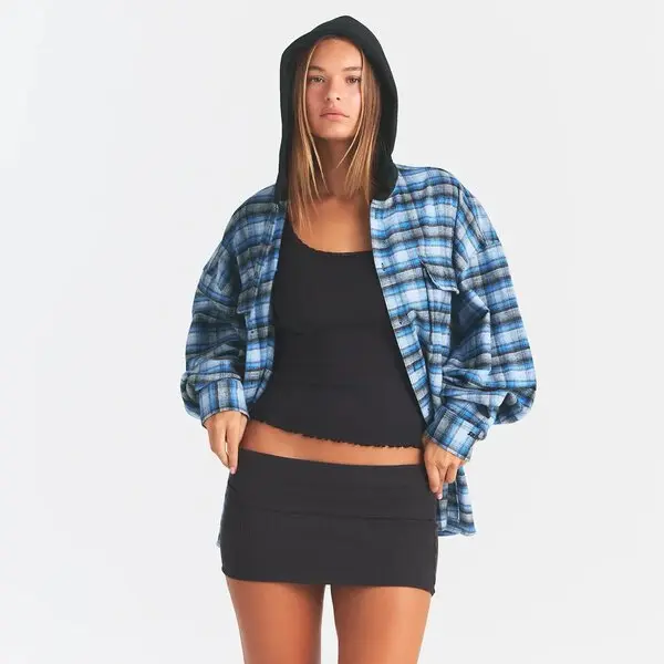 SKIMS Oversized Hooded Flannel Shirt