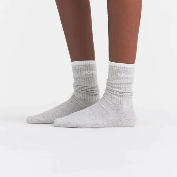 SKIMS Ribbed Crew Logo Sock 3 Pack | Grey | Small | Socks - Cherry Blossom Multi