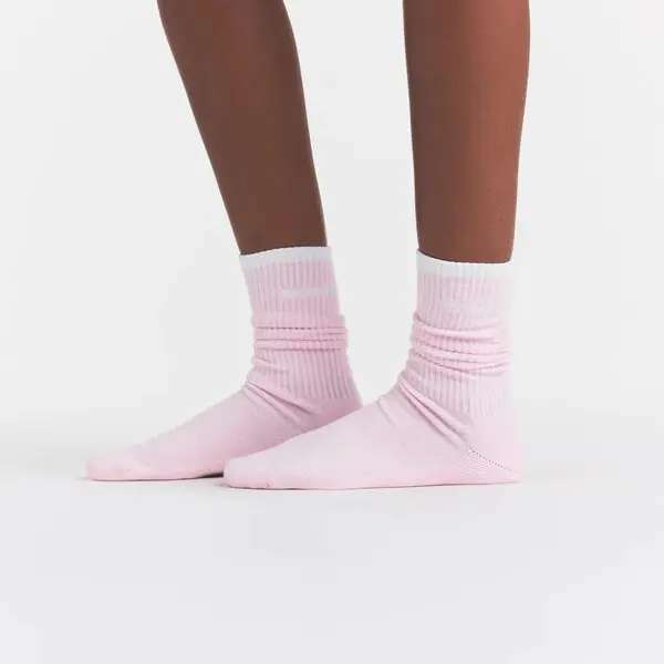 SKIMS Ribbed Crew Logo Sock 3 Pack | Grey | Small | Socks - Cherry Blossom Multi