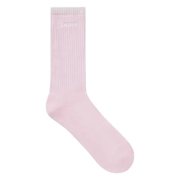 SKIMS Ribbed Crew Logo Sock 3 Pack | Grey | Small | Socks - Cherry Blossom Multi