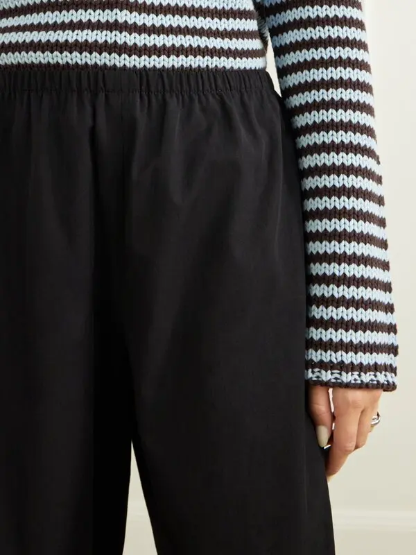 LA LIGNE Colby Cotton-poplin Wide-leg Pants - Black