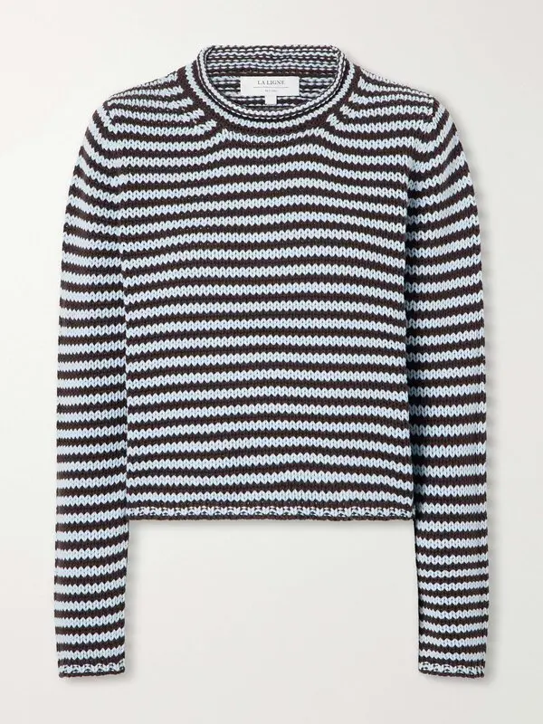 LA LIGNE Mini Marina Cropped Striped Cotton Sweater