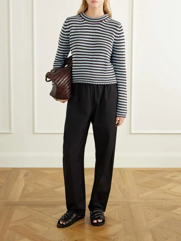 LA LIGNE Mini Marina Cropped Striped Cotton Sweater