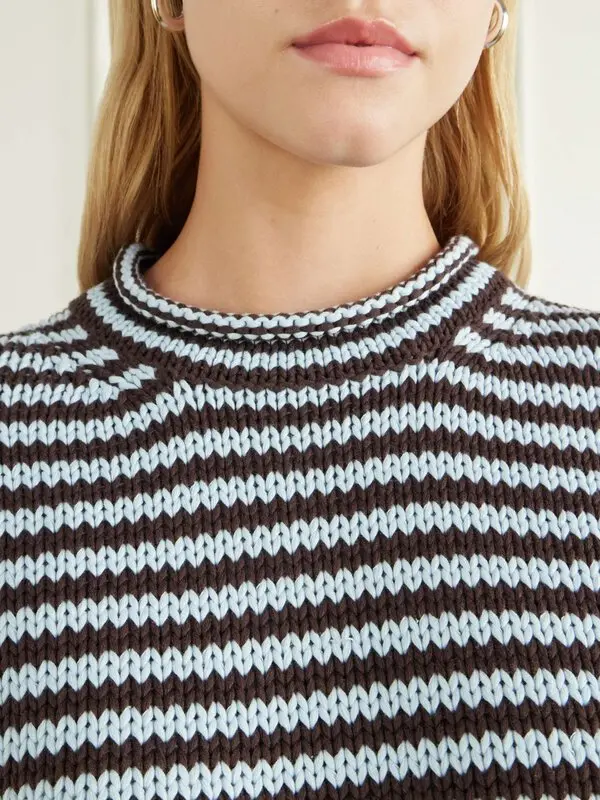LA LIGNE Mini Marina Cropped Striped Cotton Sweater