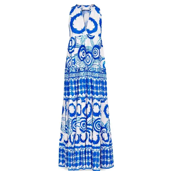 CASA ATELIER BY FERDINANDO FUSCO Sleeveless V-neck Maxi Dress - White