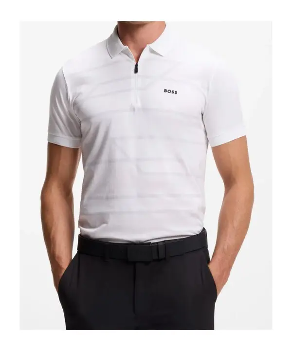 Hugo Boss Slim-fit Polo Shirt In Cotton With Printed Pattern